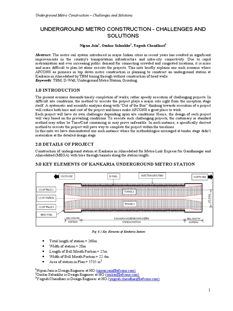Underground Metro Construction - Challenges and Solutions | PDF ...