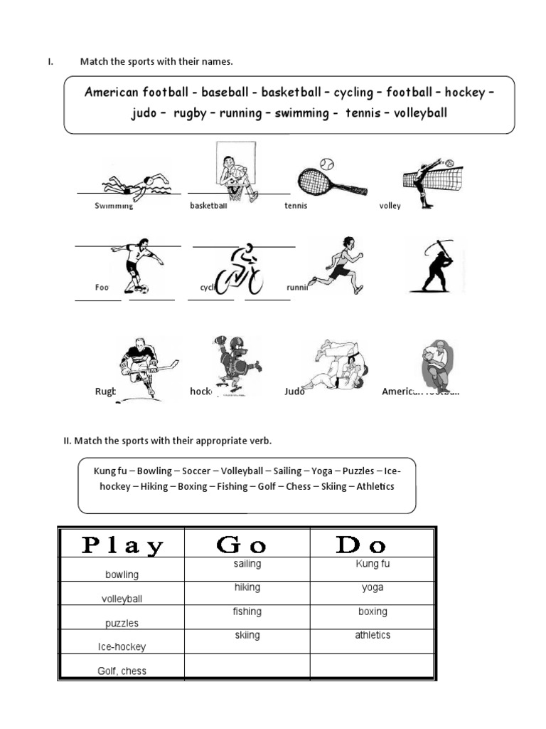 Sports Vocabulary and Activities Worksheet | PDF