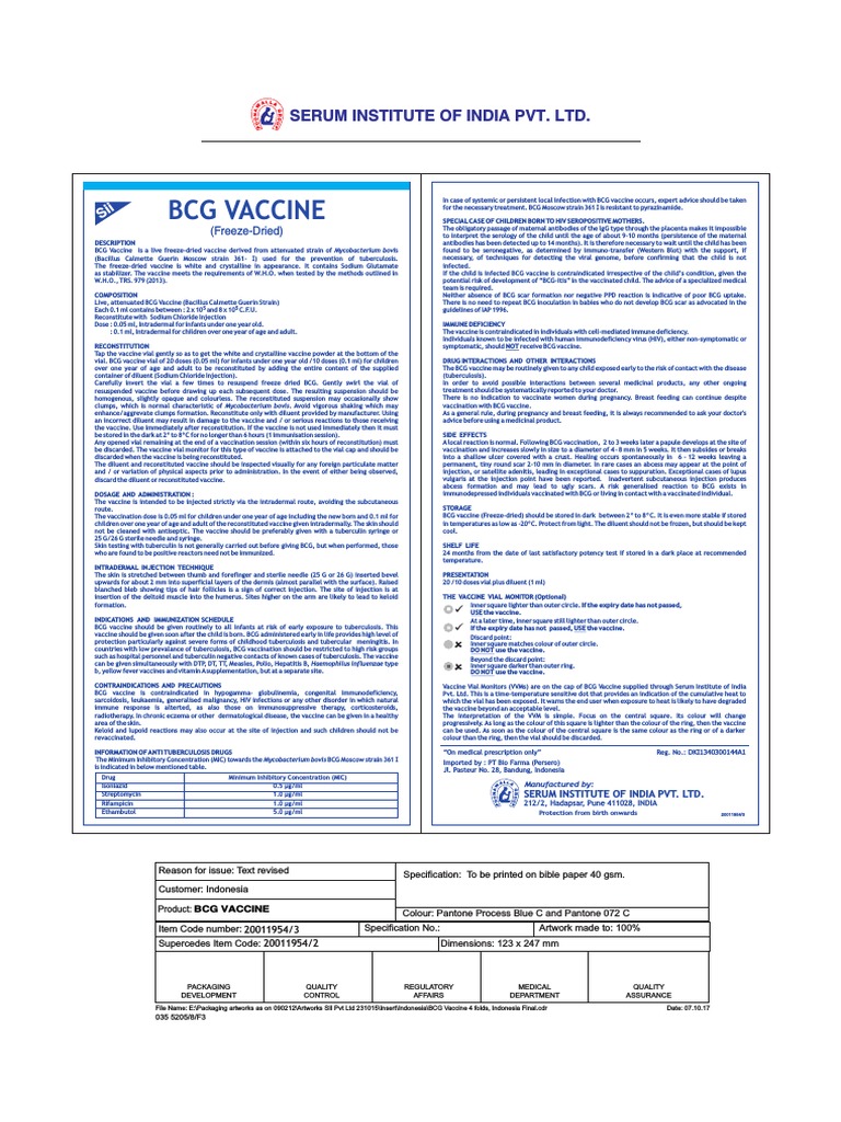 BCG Vaccine: Serum Institute of India Pvt. LTD | PDF | Vaccines ...
