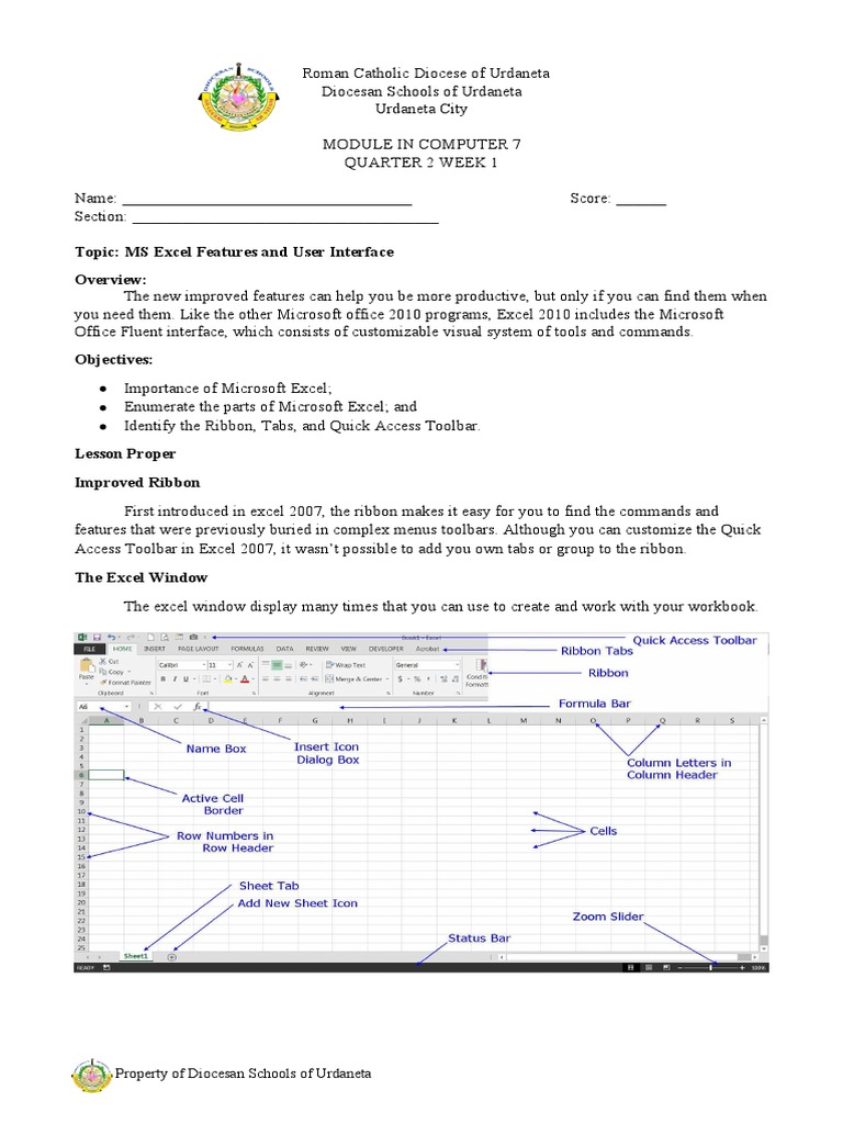 Topic: MS Excel Features and User Interface Overview:: Property of ...