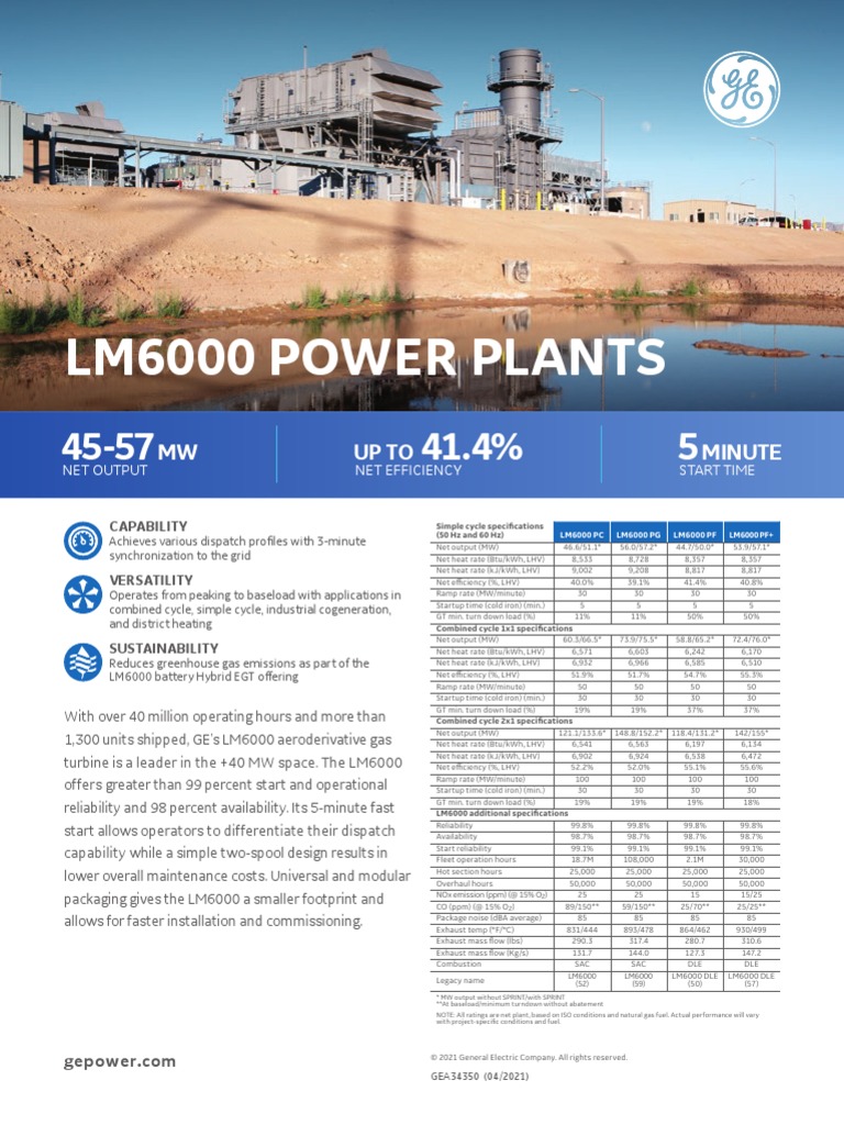 Lm6000 Power Plants: MW Up To Minute | PDF | Energy Technology | Energy ...