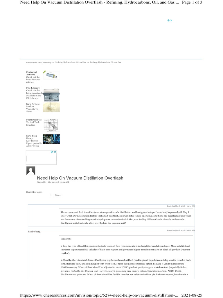 VDU Slop Wax | PDF | Distillation | Oil Refinery