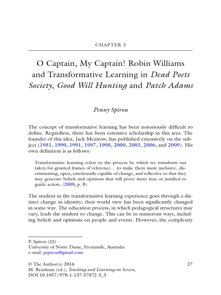 O Captain, My Captain! Robin Williams and Transformative Learning in ...