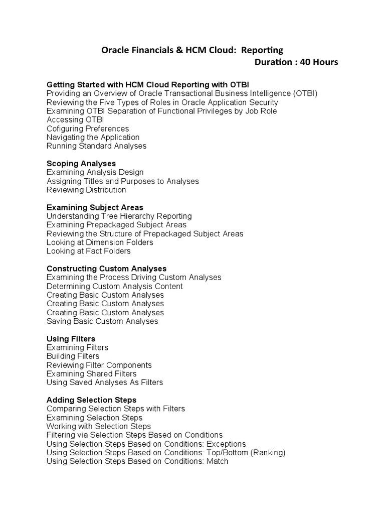 Oracle Financials & HCM Cloud Reporting | PDF | Analysis | Business ...