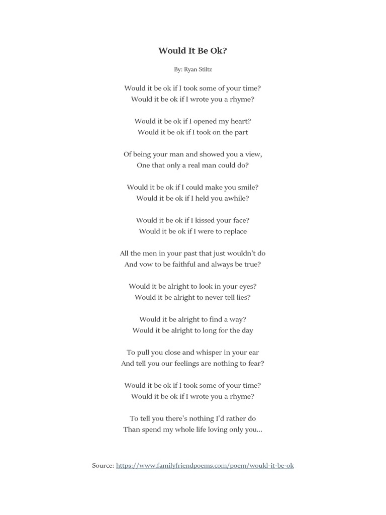 Would It Be Ok? A Love Poem | PDF | Poetry
