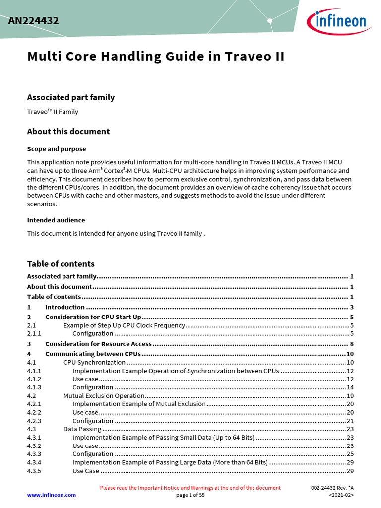 Multi Core Handling Guide in Traveo II: Associated Part Family | PDF ...
