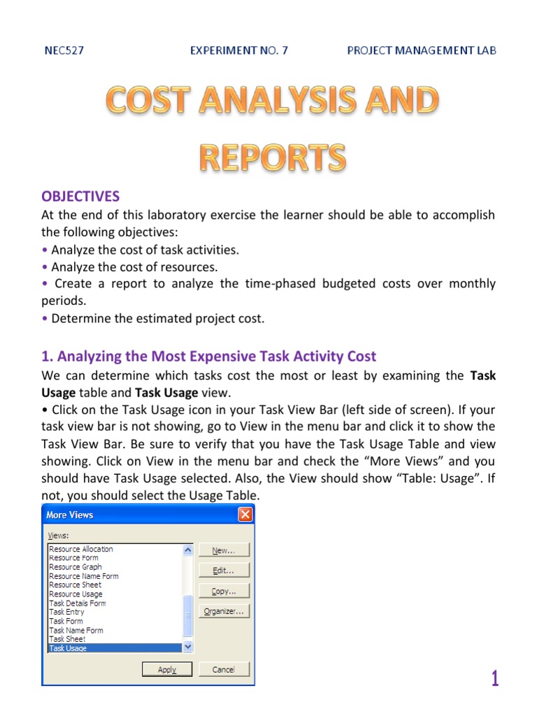 Objectives: Nec527 Experiment No. 7 Project Management Lab | PDF ...