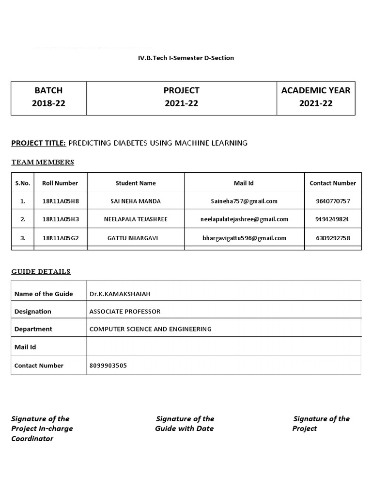 Batch 2018-22 Project 2021-22 Academic Year 2021-22: Predicting ...
