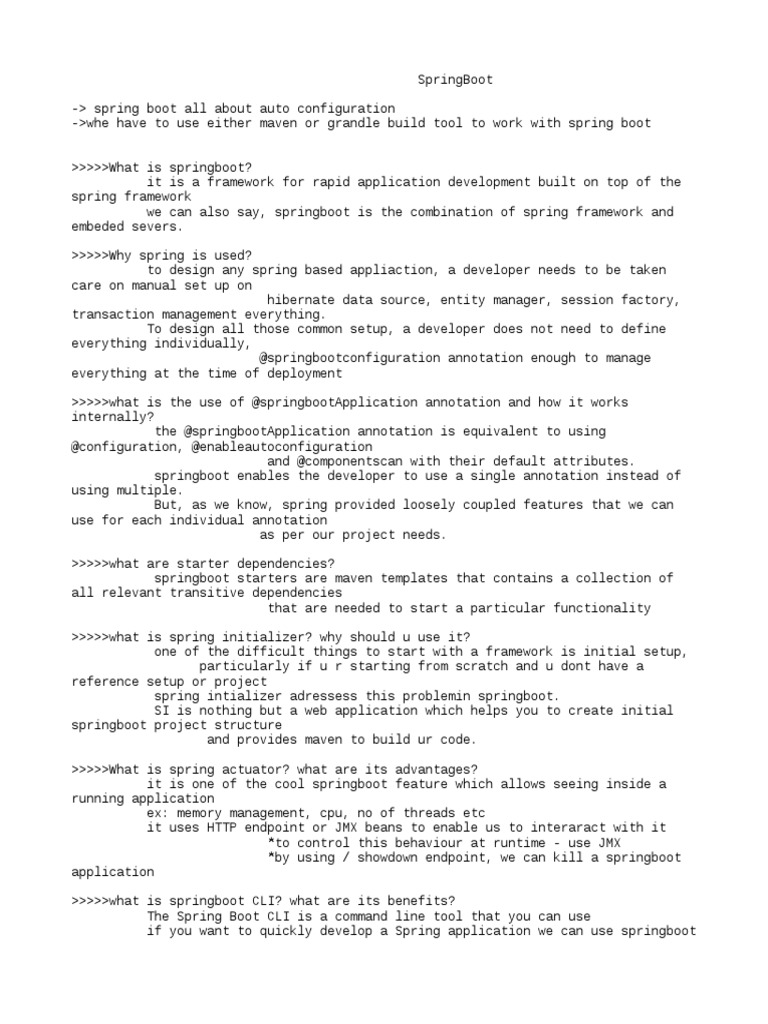 SpringBoot Interview Questions | PDF | Spring Framework | Command Line Interface