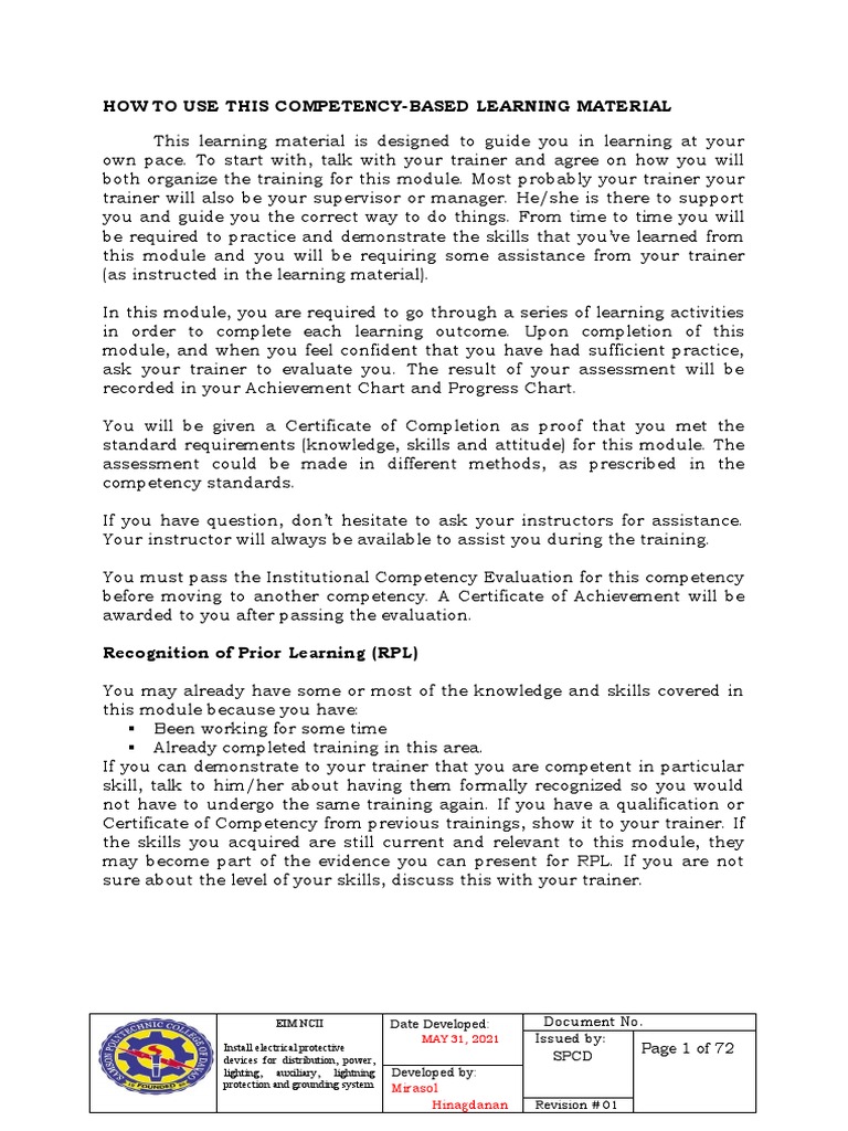 Mi CBLM COMPETENCY BASED LEARNING MATERIAL | PDF | Fuse (Electrical) | Vacuum Tube