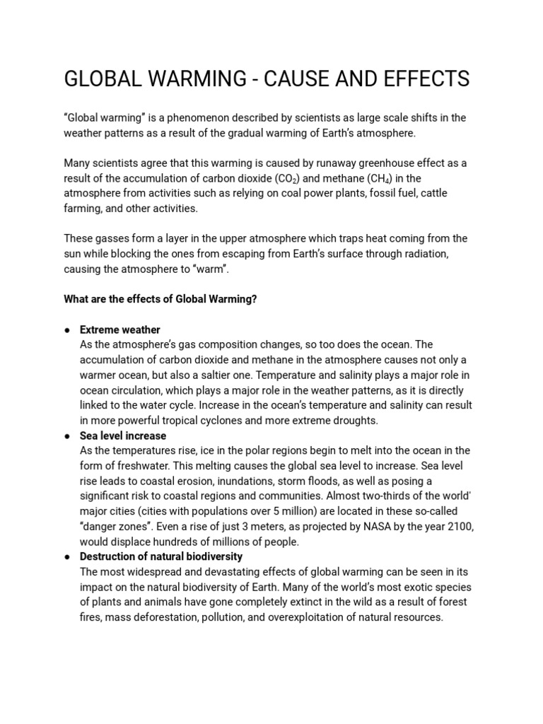 Global Warming: Impacts Explained | PDF | Climate Change | Coral Reef