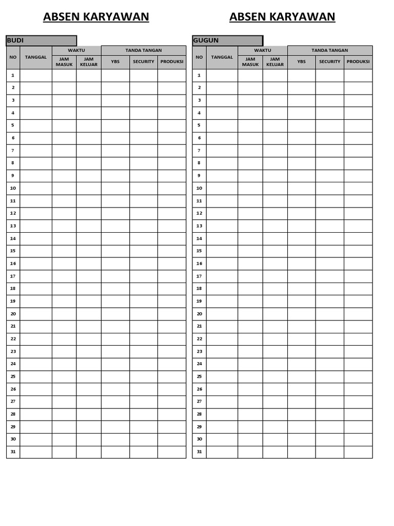 Form - Absen Karyawan | PDF