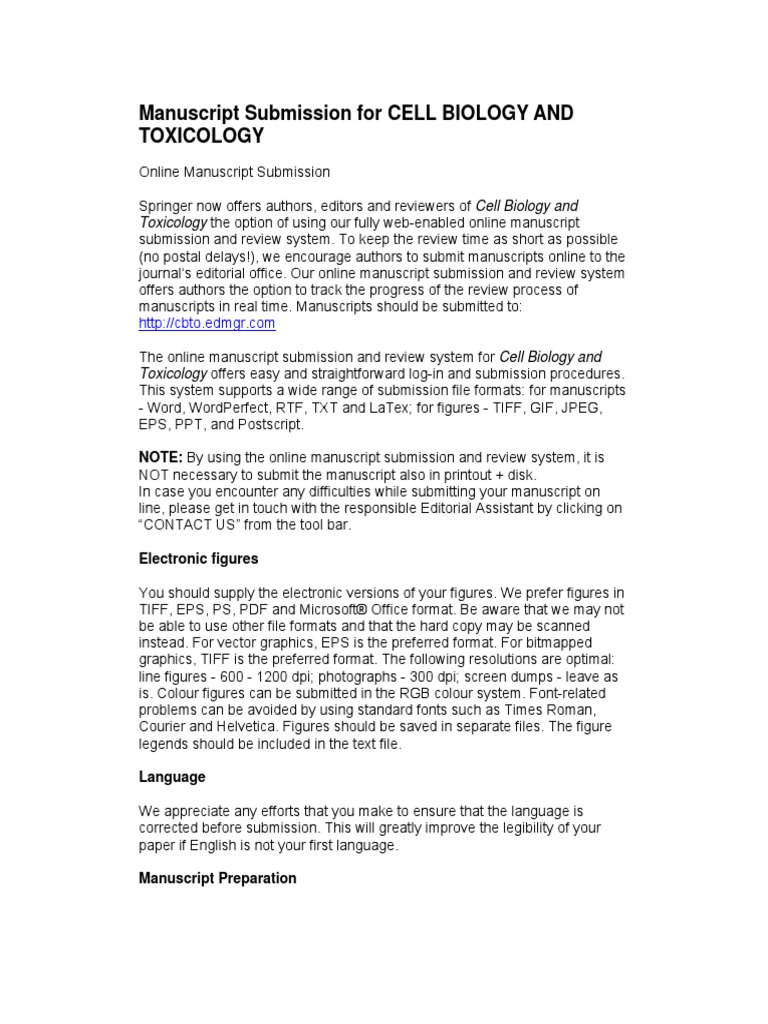 Manuscript Submission For CELL BIOLOGY AND Toxicology | Download Free ...