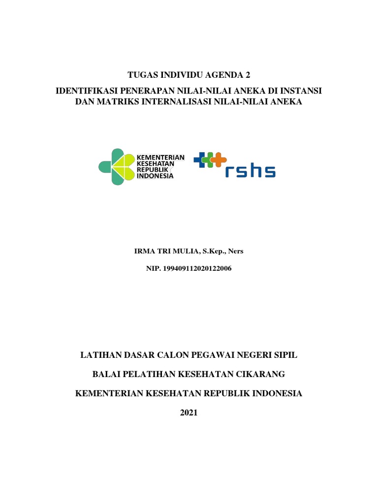Tugas Individu Agenda 2 Identifikasi Penerapan Nilai-Nilai Aneka & Matriks Internalisasi.05.3.3 ...