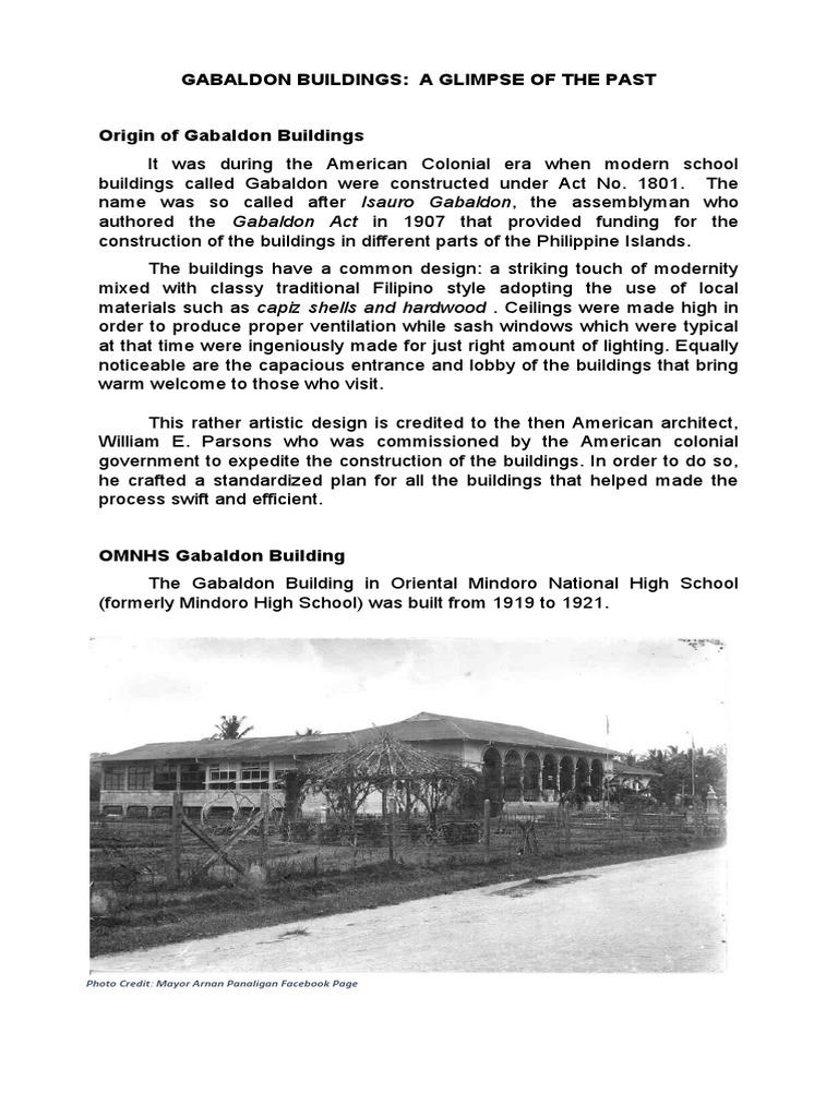 Article - History of Gabaldon Building in Omnhs | PDF