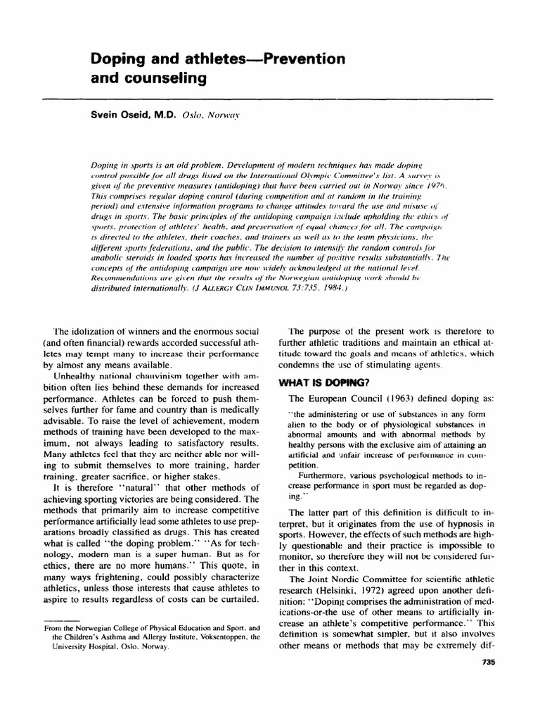 Doping and Athletes Prevention | PDF | Doping In Sport | Drugs