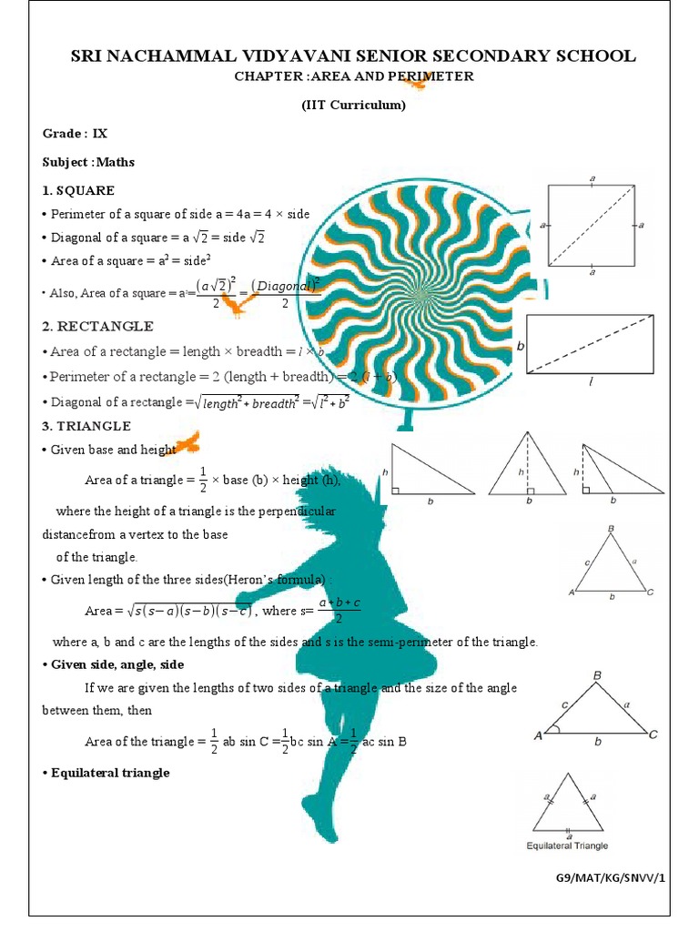 Grade 9 Area and Perimeter Guide | PDF | Area | Triangle