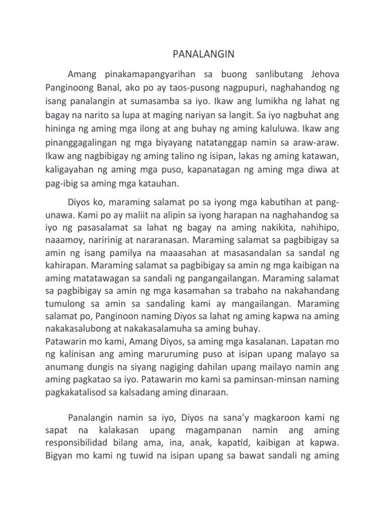 PANALANGIN | PDF