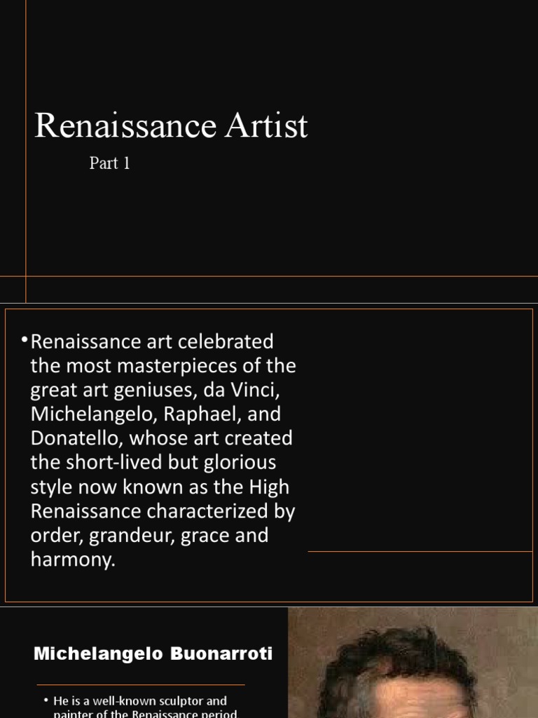 Renaissance Artist | PDF | Michelangelo | Leonardo Da Vinci