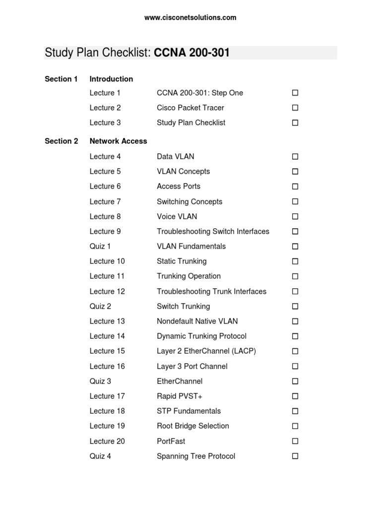 Study Plan Checklist: CCNA 200-301: Section 1 | Download Free PDF | I Pv6 | Ip Address