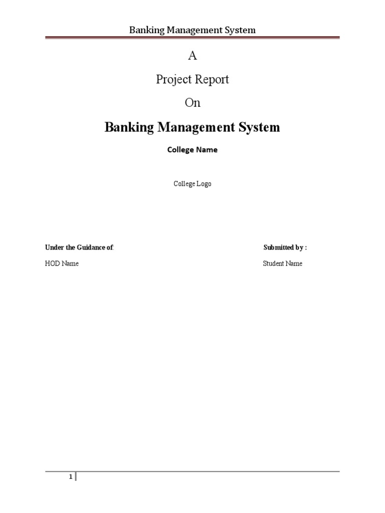 Banking System Project Report | PDF | Java (Programming Language ...