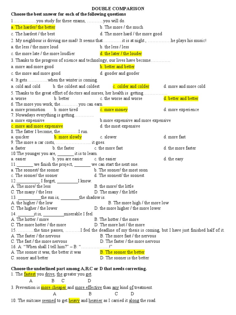 Double Comparison | PDF