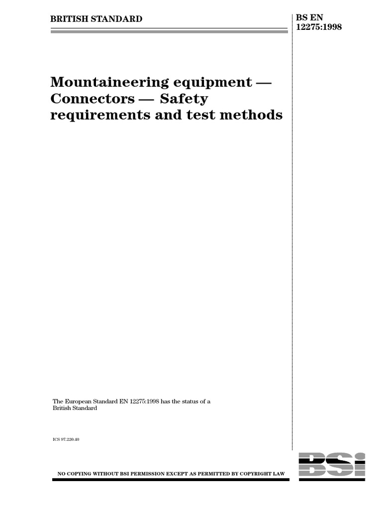 EN 12275:1998 Mountaineering Connectors | PDF | Electrical Connector ...