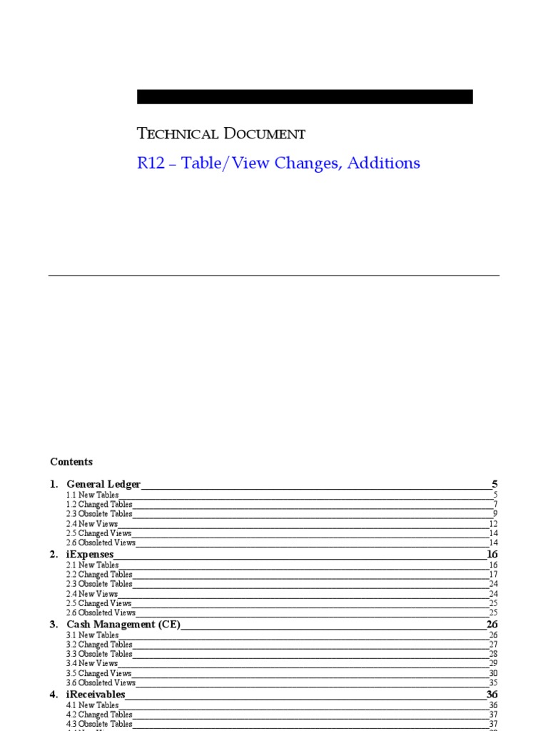 R12 - Table/View Changes, Additions: Echnical Ocument | PDF | Interest ...
