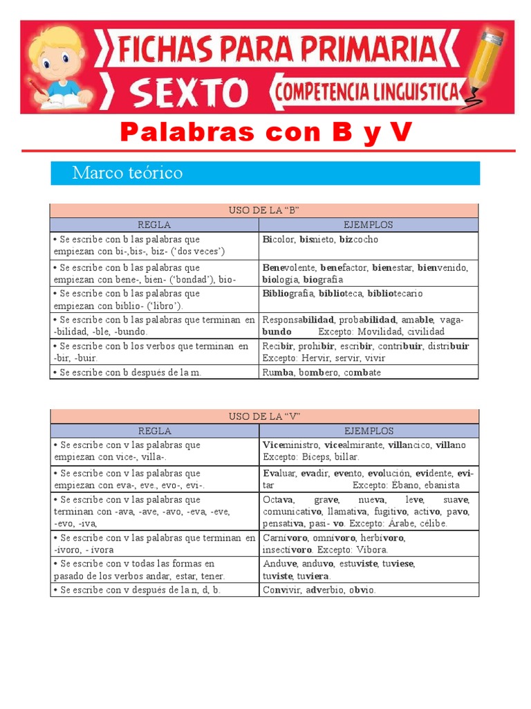 Palabras Con B y V | PDF | Lingüística