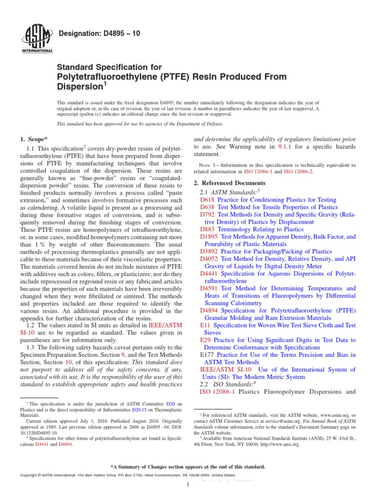 Astm D 4895 | PDF | Density | Sintering