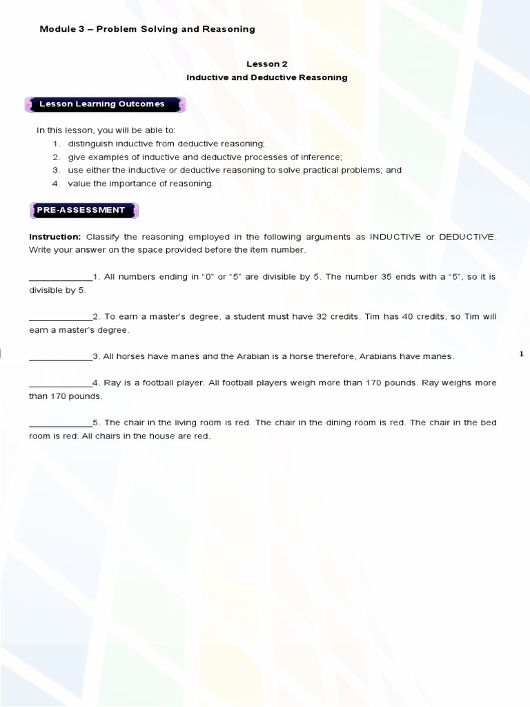 Anino, Bonono, Yunzal Math100 Midterm M3 L2 For Uploading | PDF | Inductive Reasoning | Reason