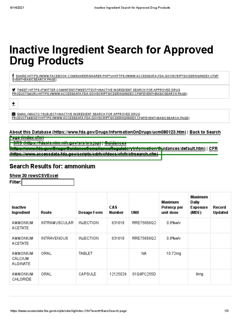 Inactive Ingredient Search For Approved Drug Products | PDF | Tablet ...