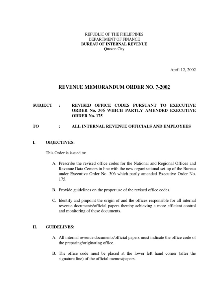 RMO No. 7-2002 | PDF | Business | Government Finances
