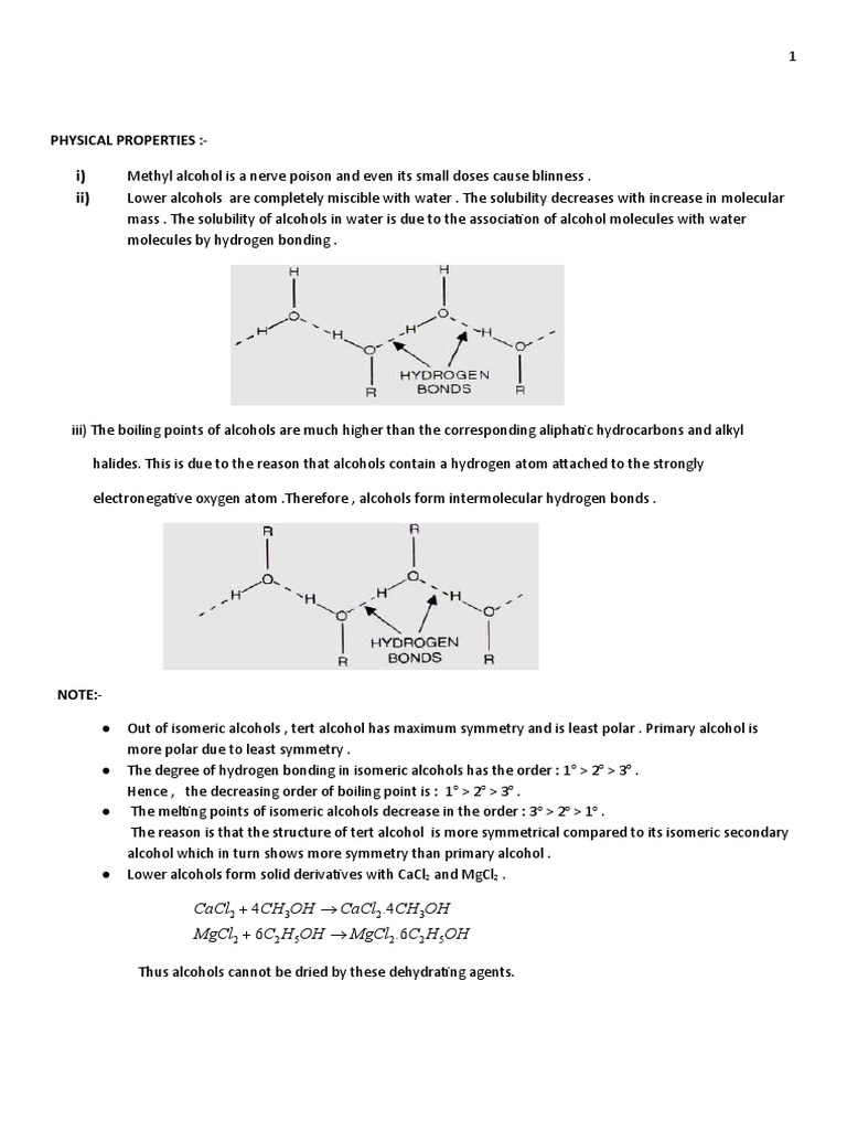 Physical and Chemical Properties of Alcohols | PDF | Alcohol | Ester
