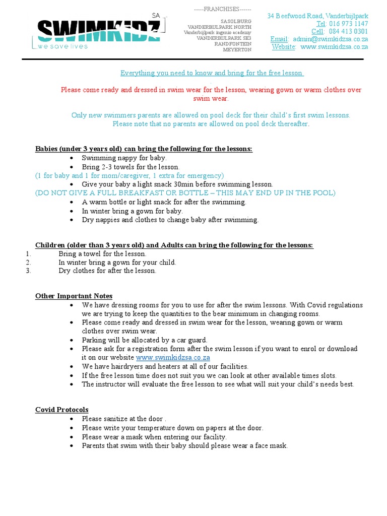 Free Swim Lesson | PDF