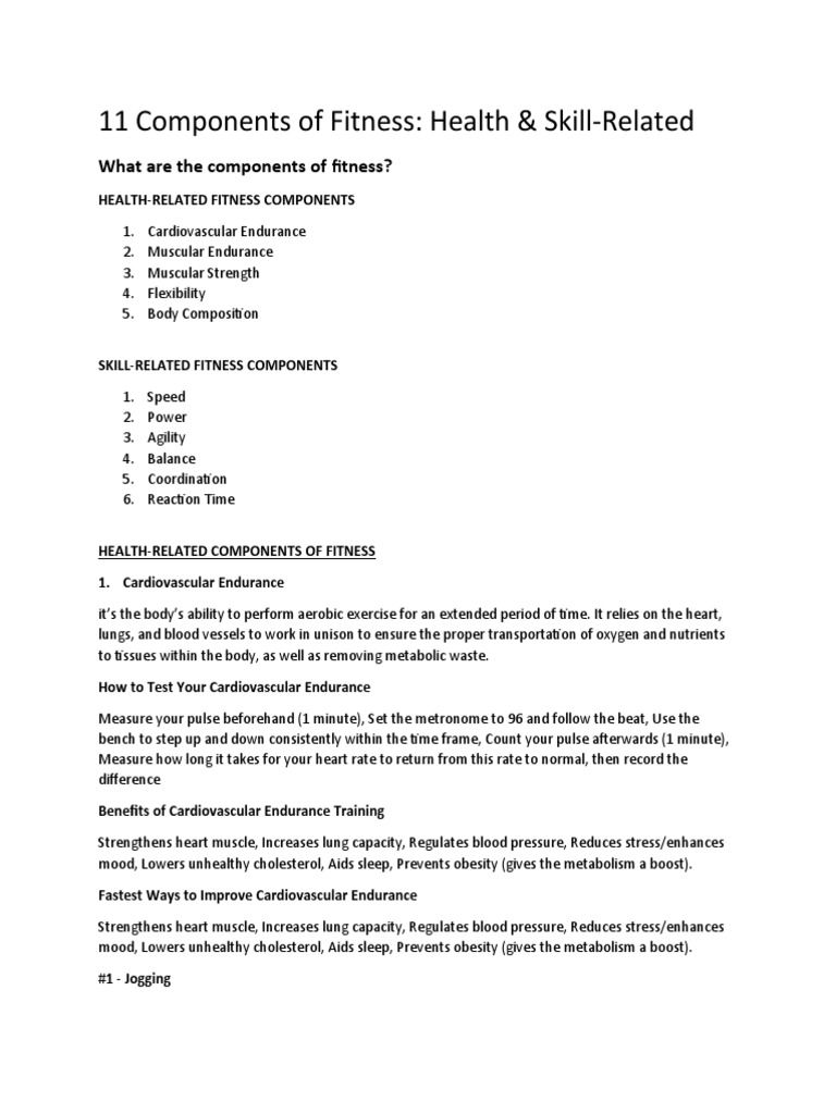 The Complete Guide to the 11 Components of Fitness: Understanding ...