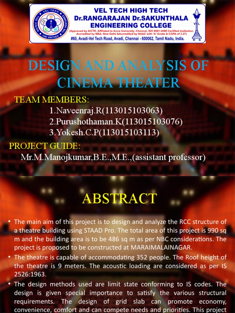 Design and Analysis of Cinema Theater | PDF | Beam (Structure) | Bending