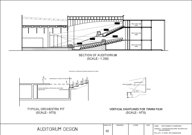 Section of Auditiorium (SCALE:-1:200) : Auditorium Design | PDF