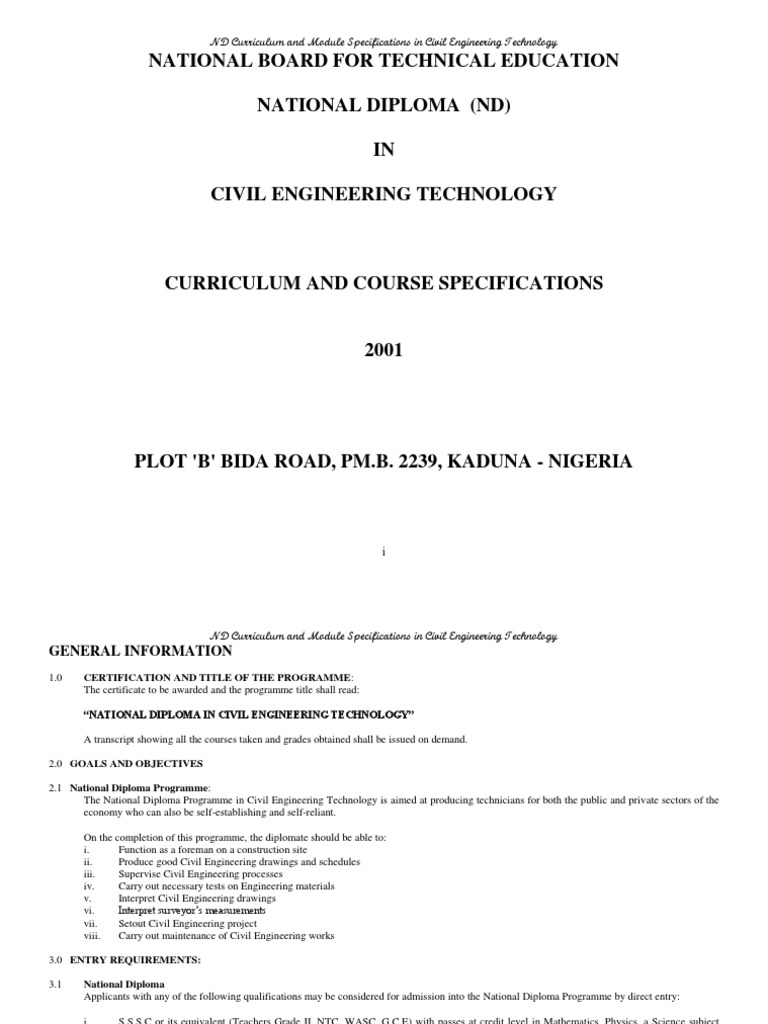 ND Civil Engineering | PDF | Euclidean Vector | Curriculum