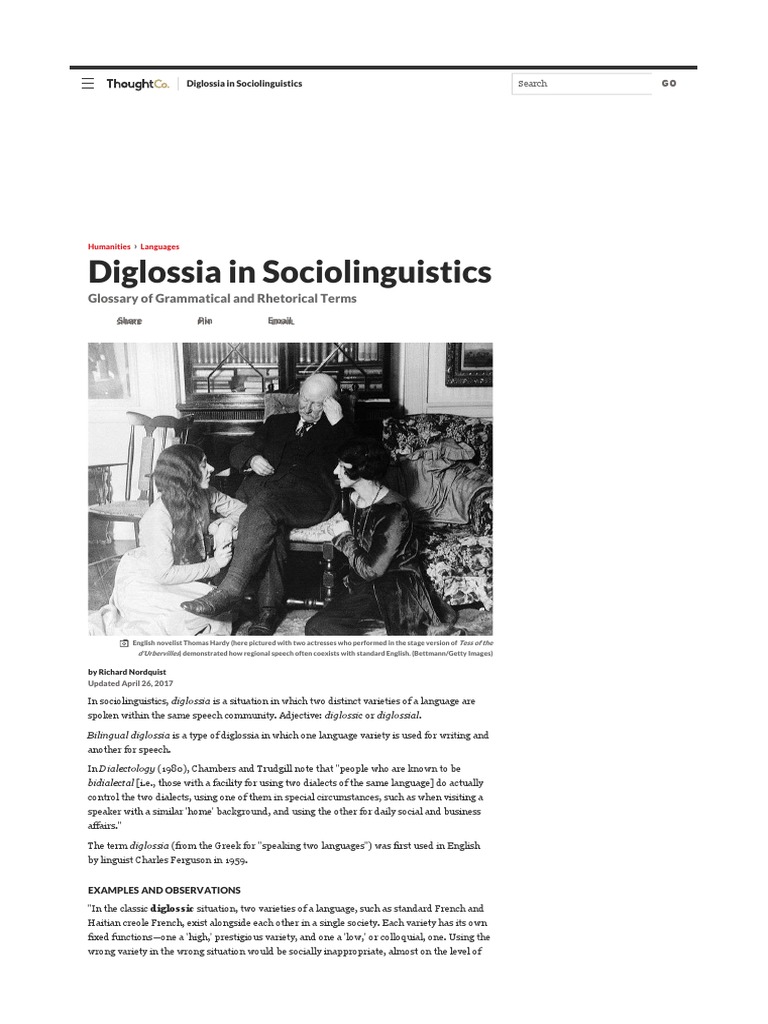 Definition and Examples of Diglossia (Sociolinguistics) | PDF ...