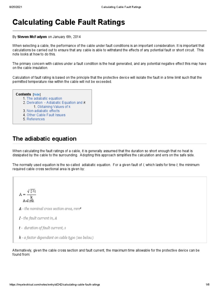 Calculating Cable Fault Ratings | PDF | Electrical Resistivity And ...