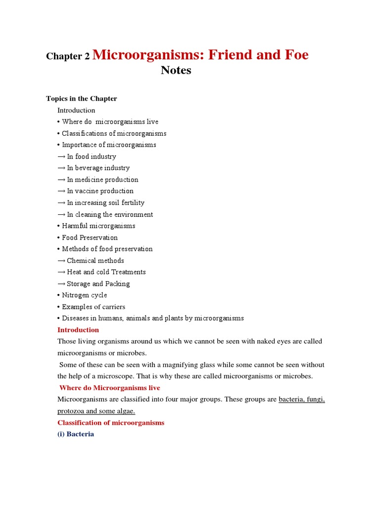 Class 8 - Science Chapter 2 Microoganism | PDF | Microorganism | Food ...
