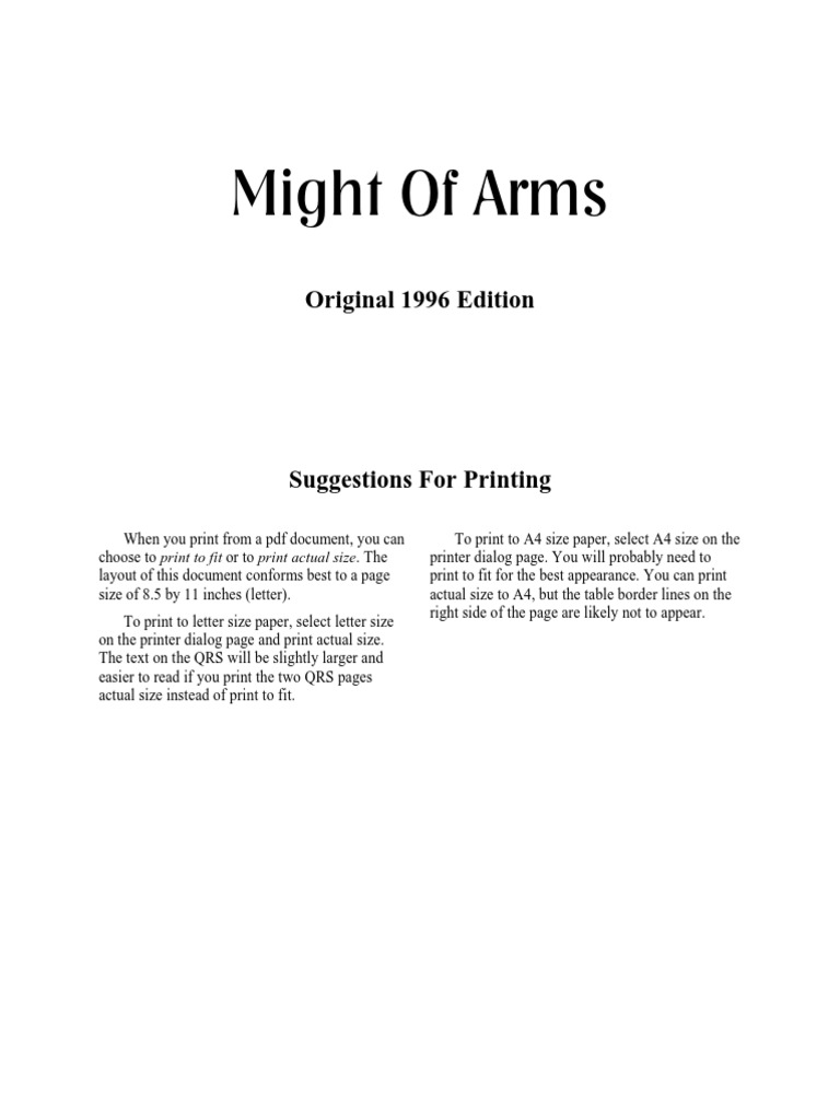 Might of Arms I QRS | Download Free PDF | Infantry | Wars & Military
