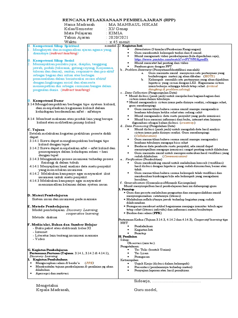 Contoh RPP Bu Endang | PDF