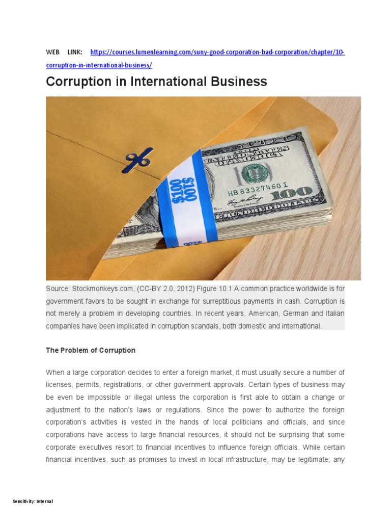 Corruption in International Business | PDF | Bribery | Corruption