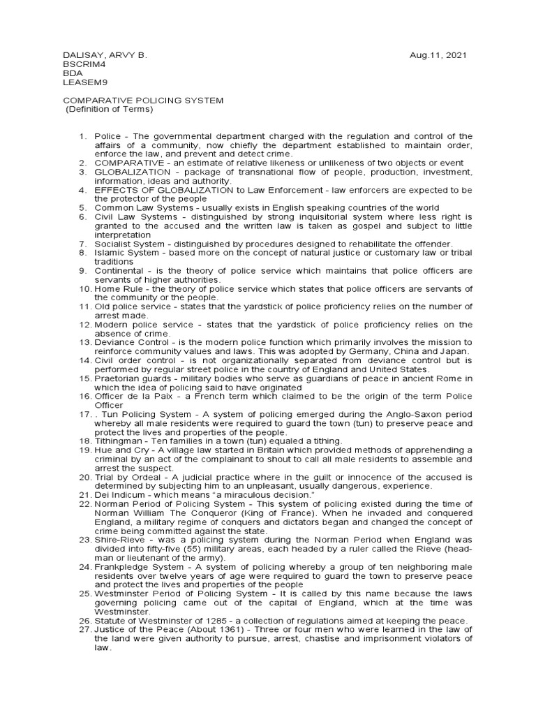 Comparative Policing Systems Overview | PDF | Police | State Police