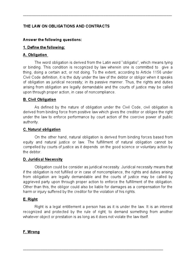 CHAPTER 1 Activity of OBLICON | PDF | Law Of Obligations | Justice