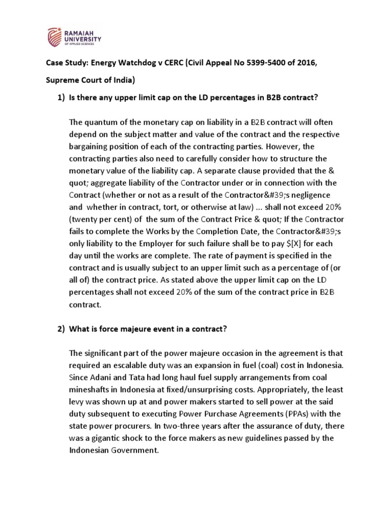 Case Study: Energy Watchdog V CERC (Civil Appeal No 5399-5400 of 2016, Supreme Court of India) 1 ...