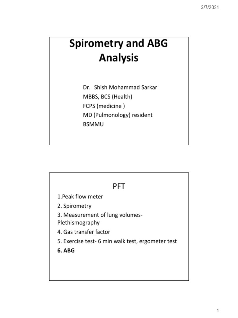 Spirometry and ABG Analysis | PDF | Chronic Obstructive Pulmonary ...