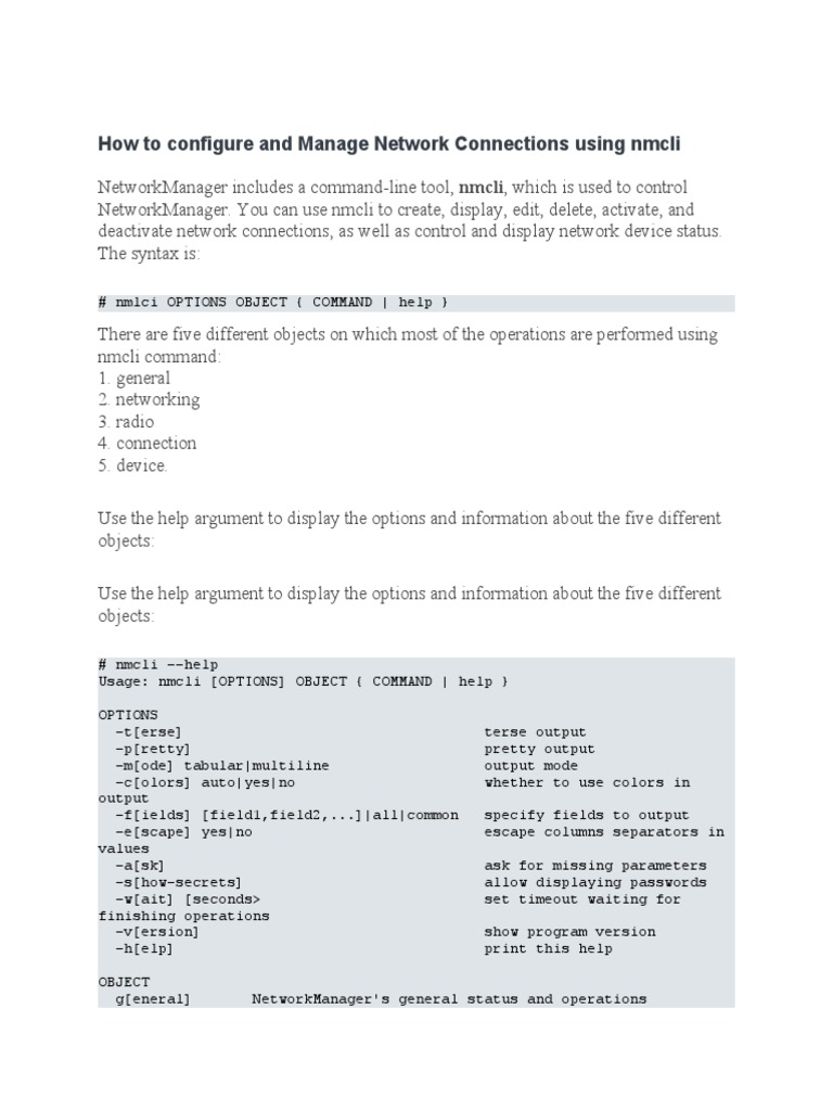 How To Configure and Manage Network Connections Using Nmcli | PDF | Ip ...